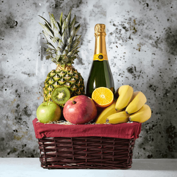 Fresh Fruit & Bubbly Gift Basket - Champagne gift baskets - CA delivery ...